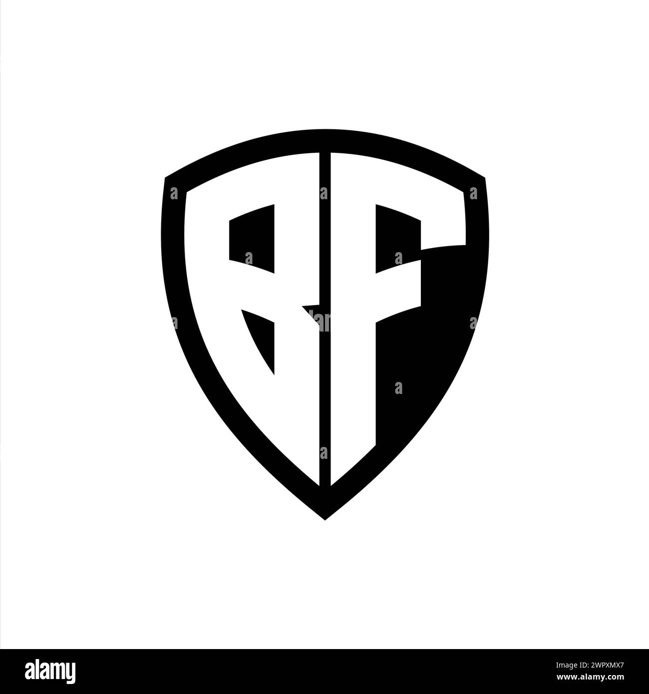 BF monogram logo with bold letters shield shape with black and white ...