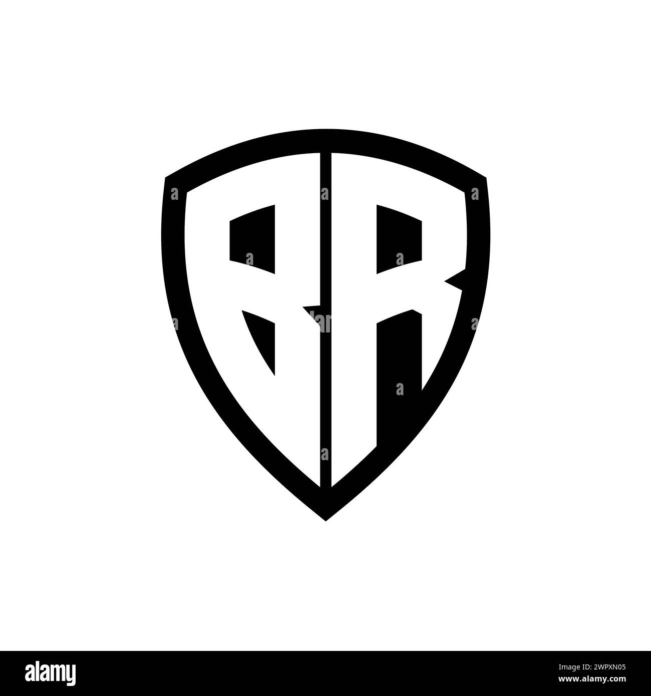 BR monogram logo with bold letters shield shape with black and white ...