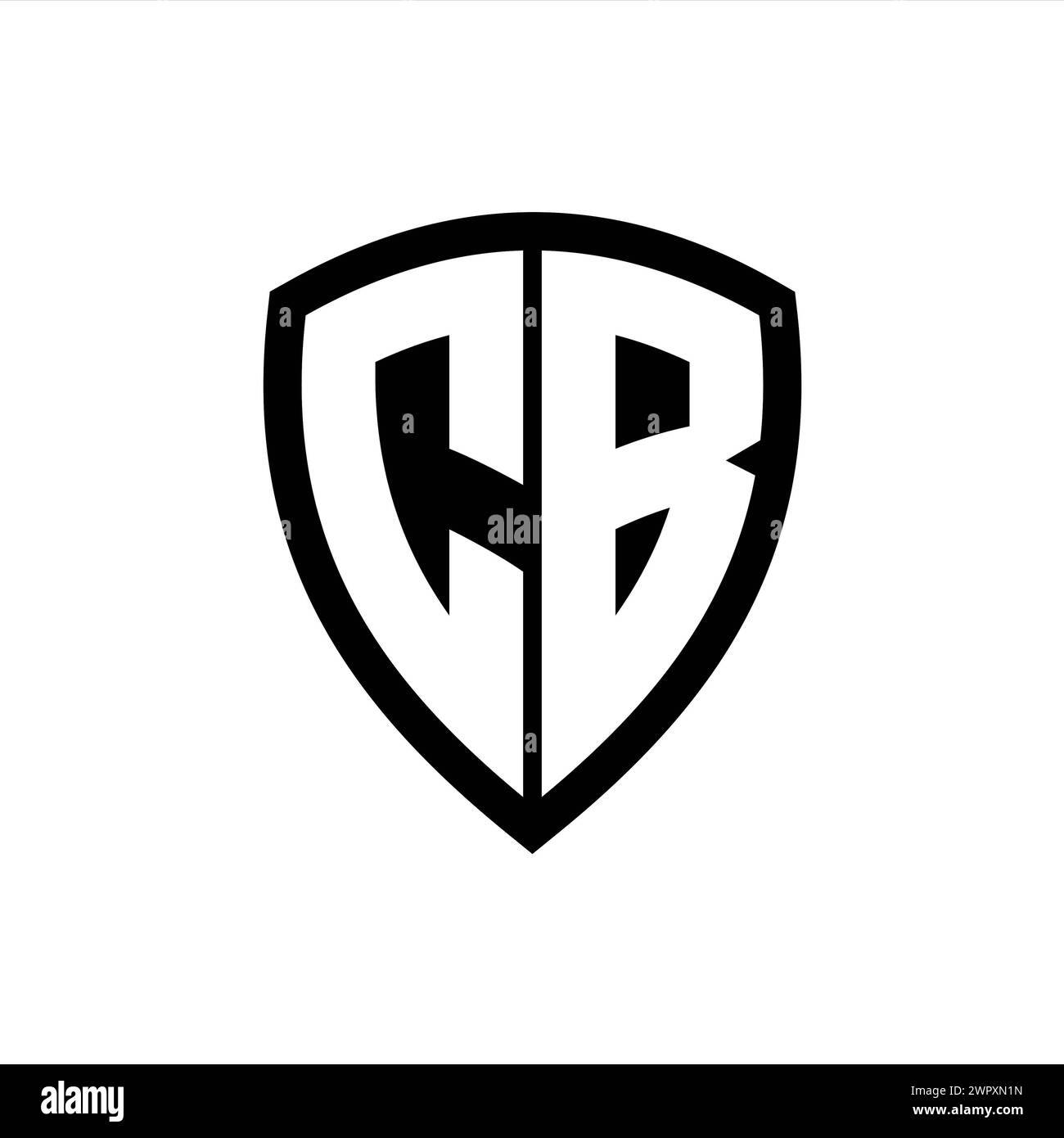 CB monogram logo with bold letters shield shape with black and white ...