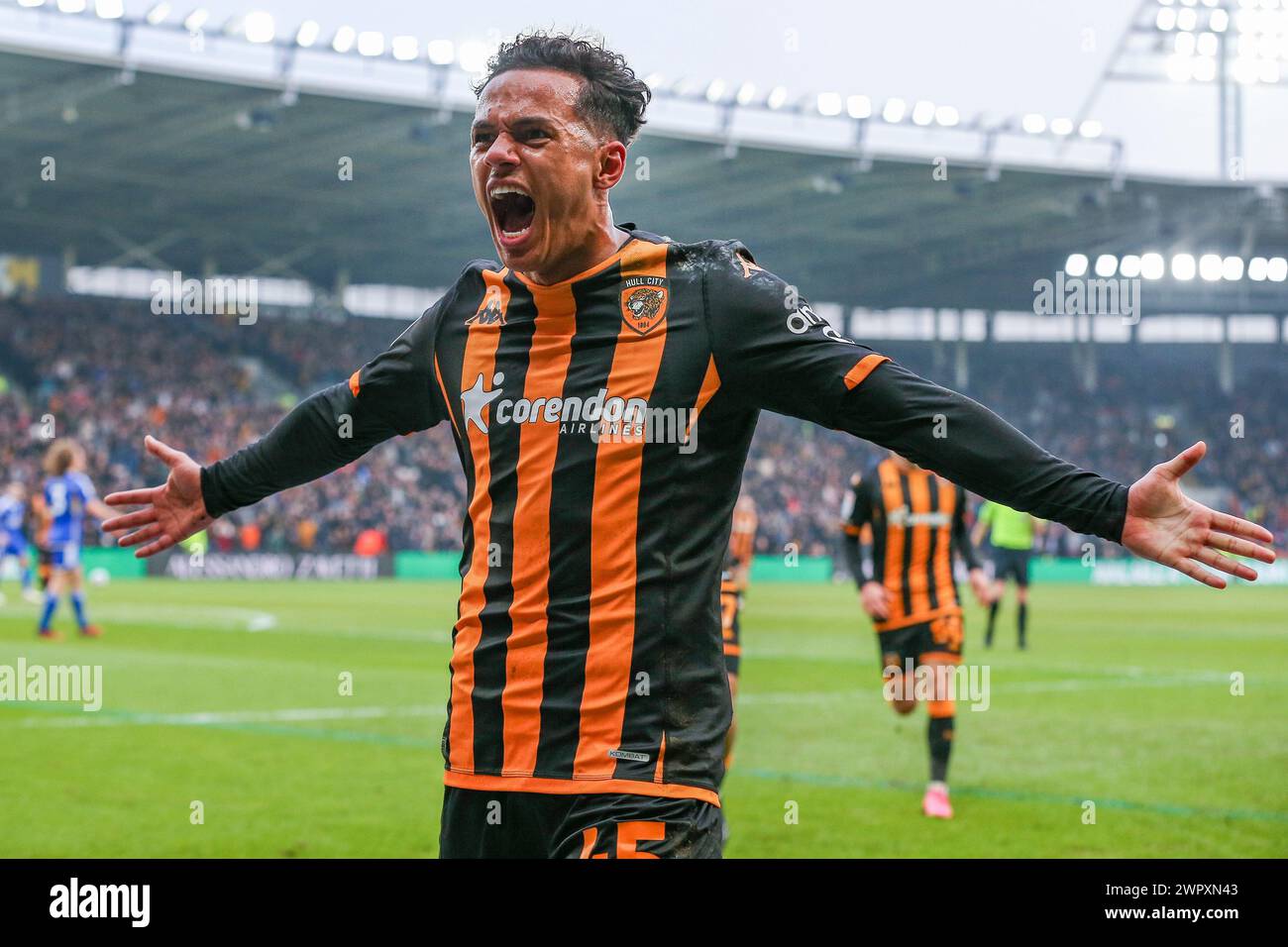 Hull, UK. 09th Mar, 2024. Hull City midfielder Fabio Carvalho (45 ...