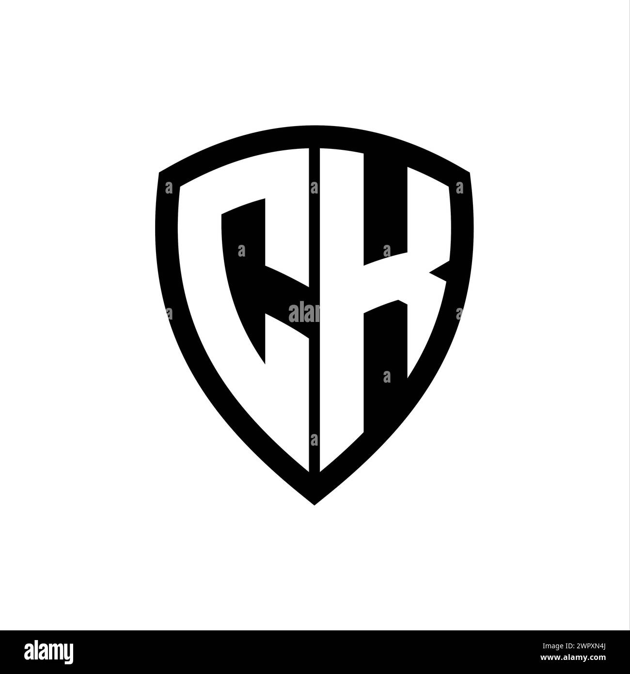 CK monogram logo with bold letters shield shape with black and white ...