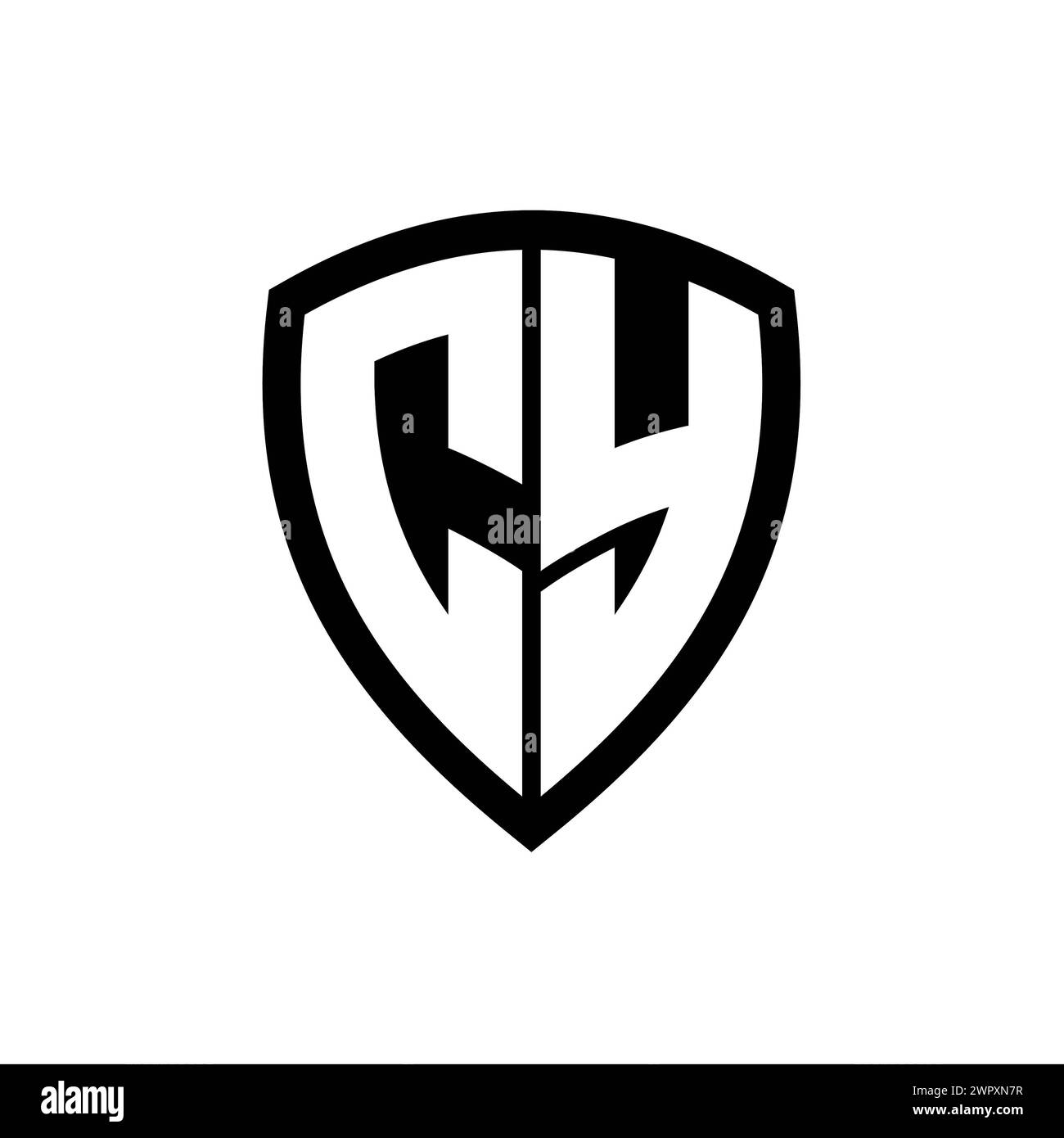 CY monogram logo with bold letters shield shape with black and white ...