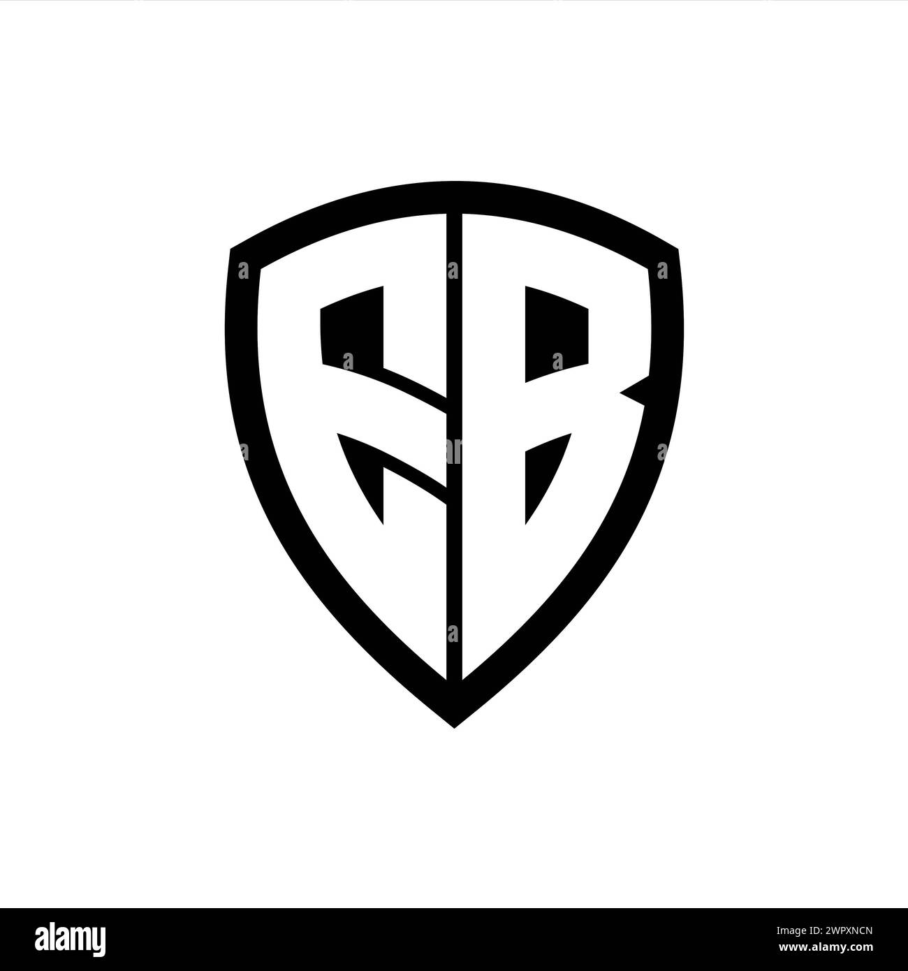 EB monogram logo with bold letters shield shape with black and white ...