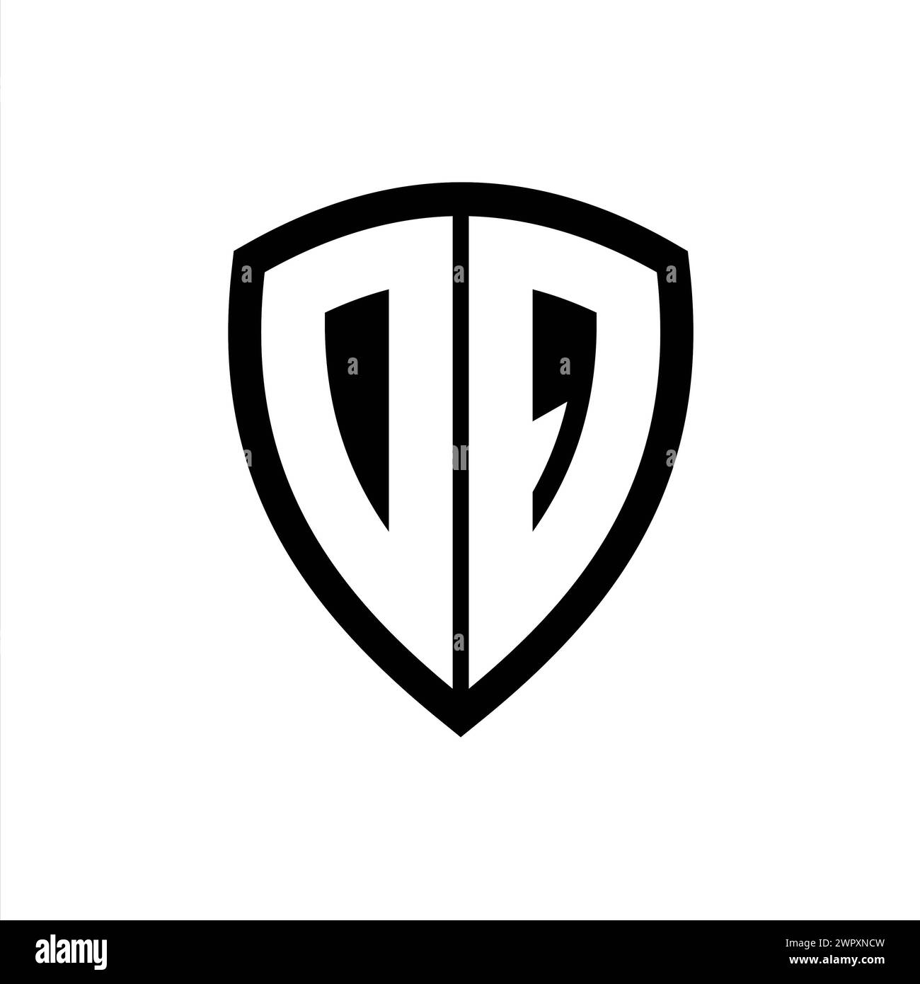 DQ monogram logo with bold letters shield shape with black and white ...