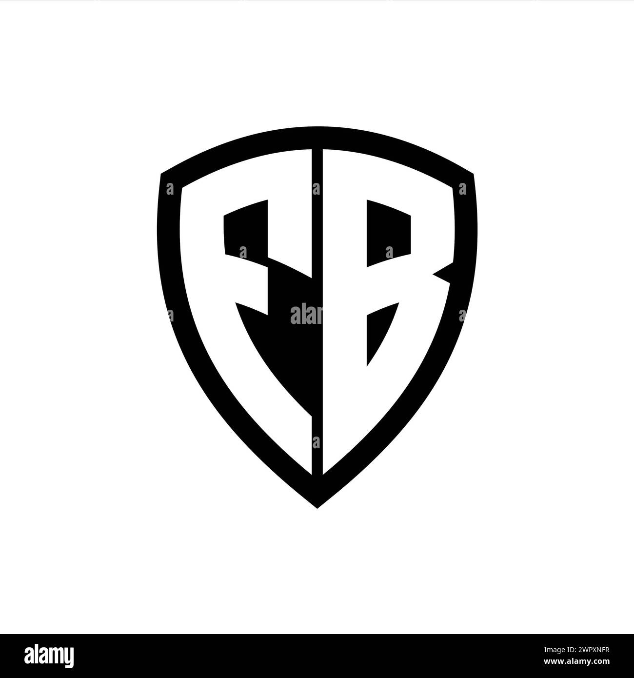 FB monogram logo with bold letters shield shape with black and white ...