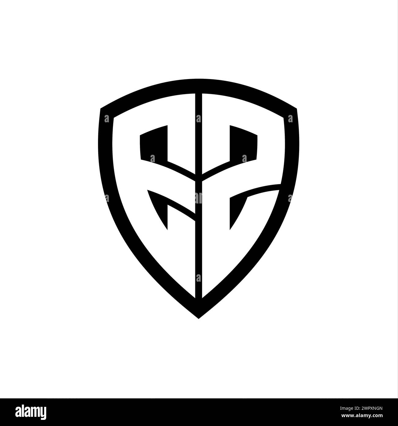 EZ monogram logo with bold letters shield shape with black and white ...