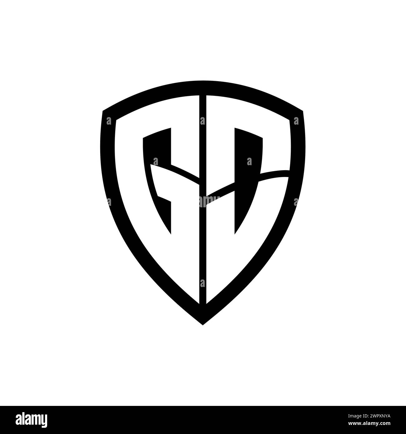 GO monogram logo with bold letters shield shape with black and white ...