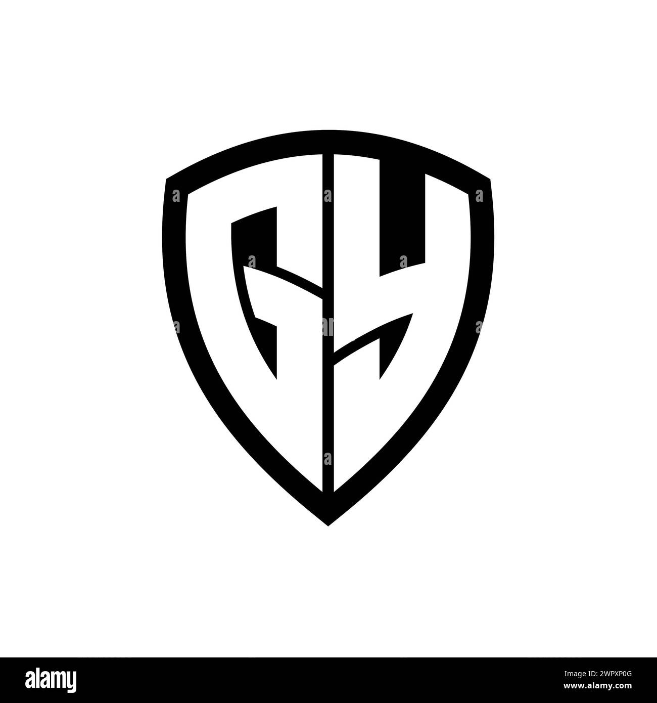 GY monogram logo with bold letters shield shape with black and white color design template Stock ...