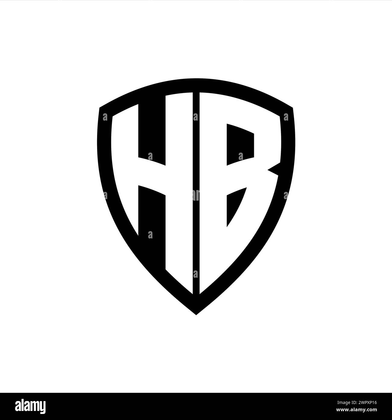 HB monogram logo with bold letters shield shape with black and white ...