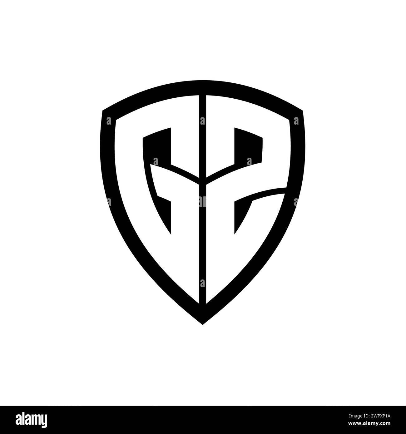 GZ monogram logo with bold letters shield shape with black and white ...