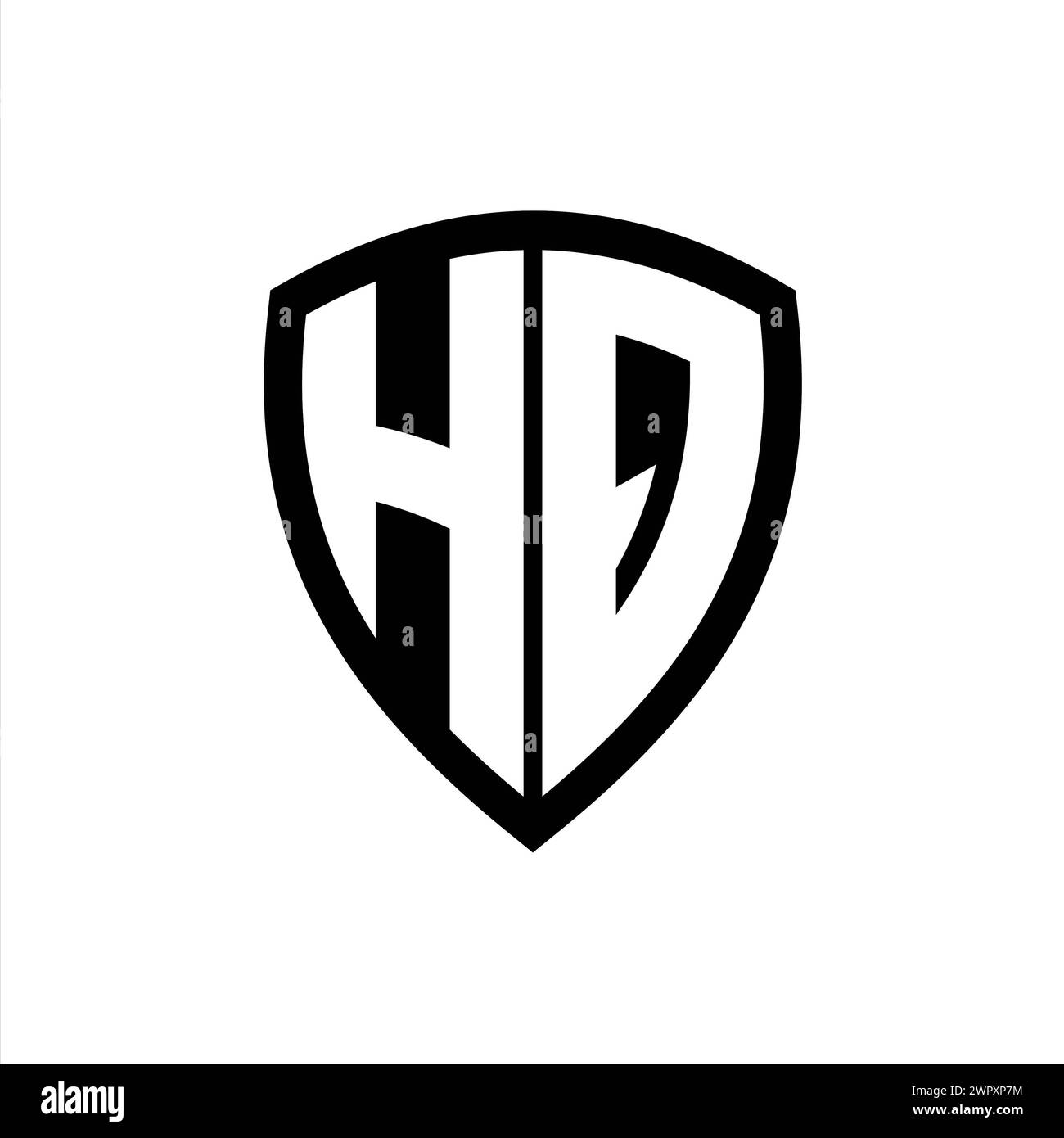 HQ monogram logo with bold letters shield shape with black and white color design template Stock ...