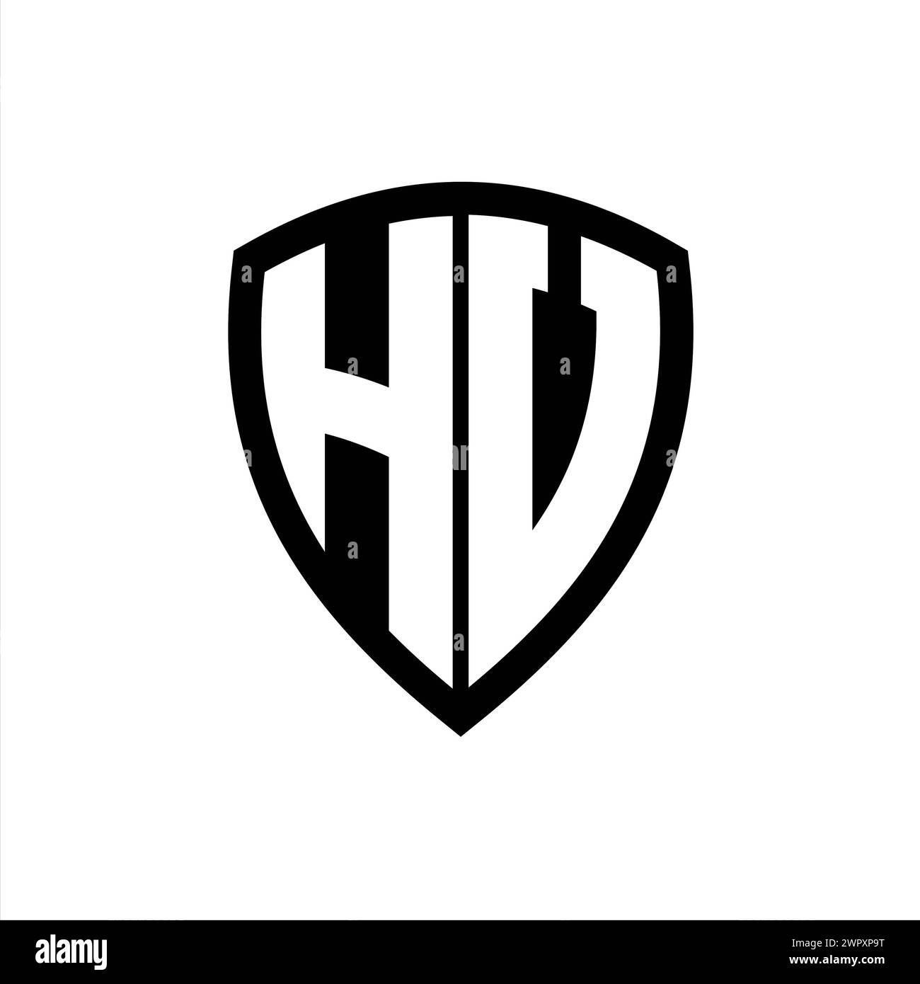 HV monogram logo with bold letters shield shape with black and white color design template Stock ...