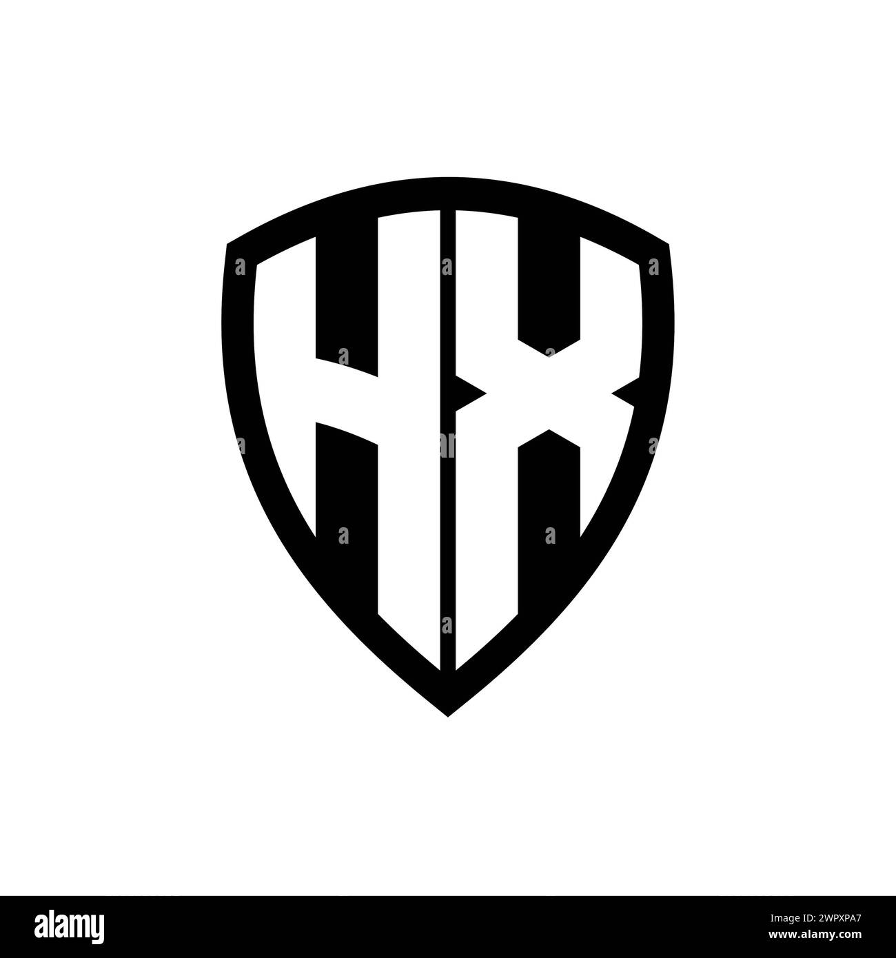HX monogram logo with bold letters shield shape with black and white color design template Stock ...