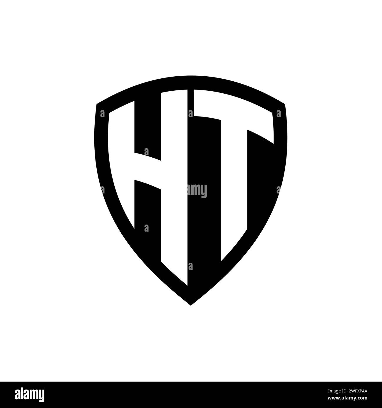 HT monogram logo with bold letters shield shape with black and white ...