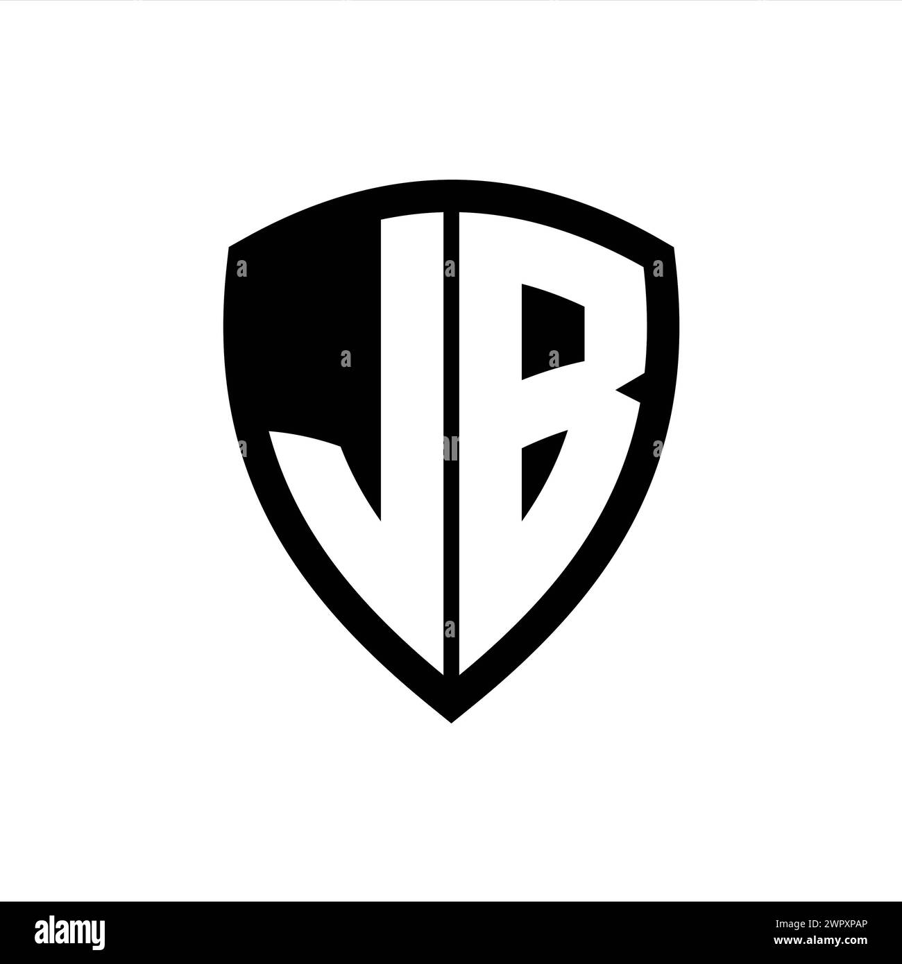 JB monogram logo with bold letters shield shape with black and white ...