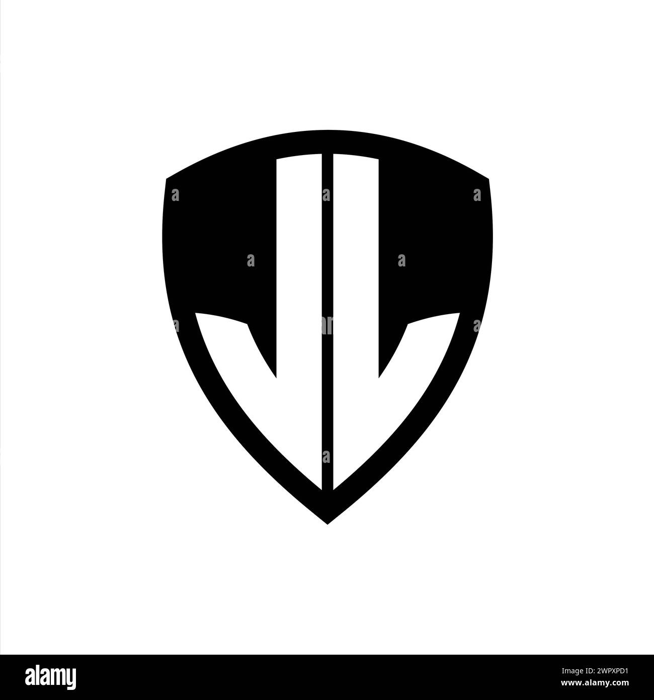 JL monogram logo with bold letters shield shape with black and white color design template Stock ...