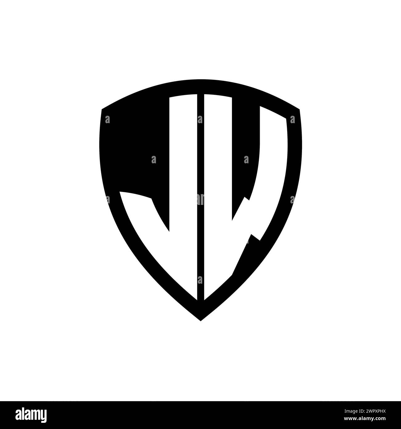 JW monogram logo with bold letters shield shape with black and white ...