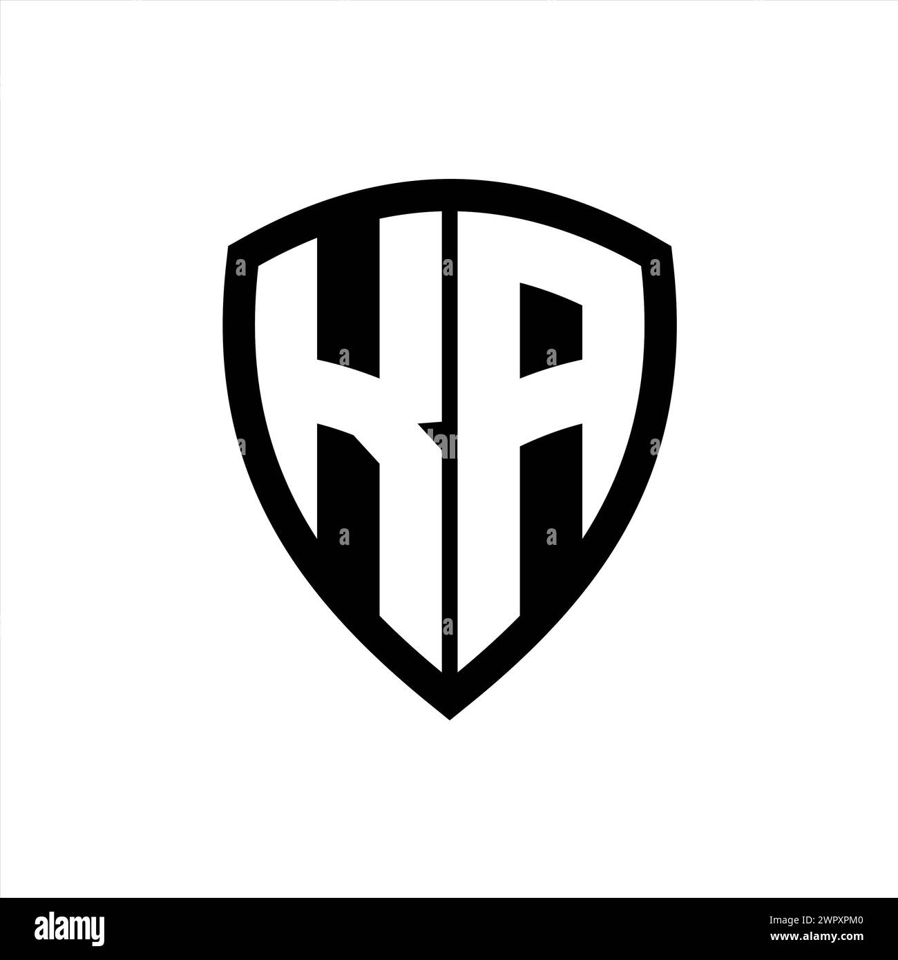 KA monogram logo with bold letters shield shape with black and white ...