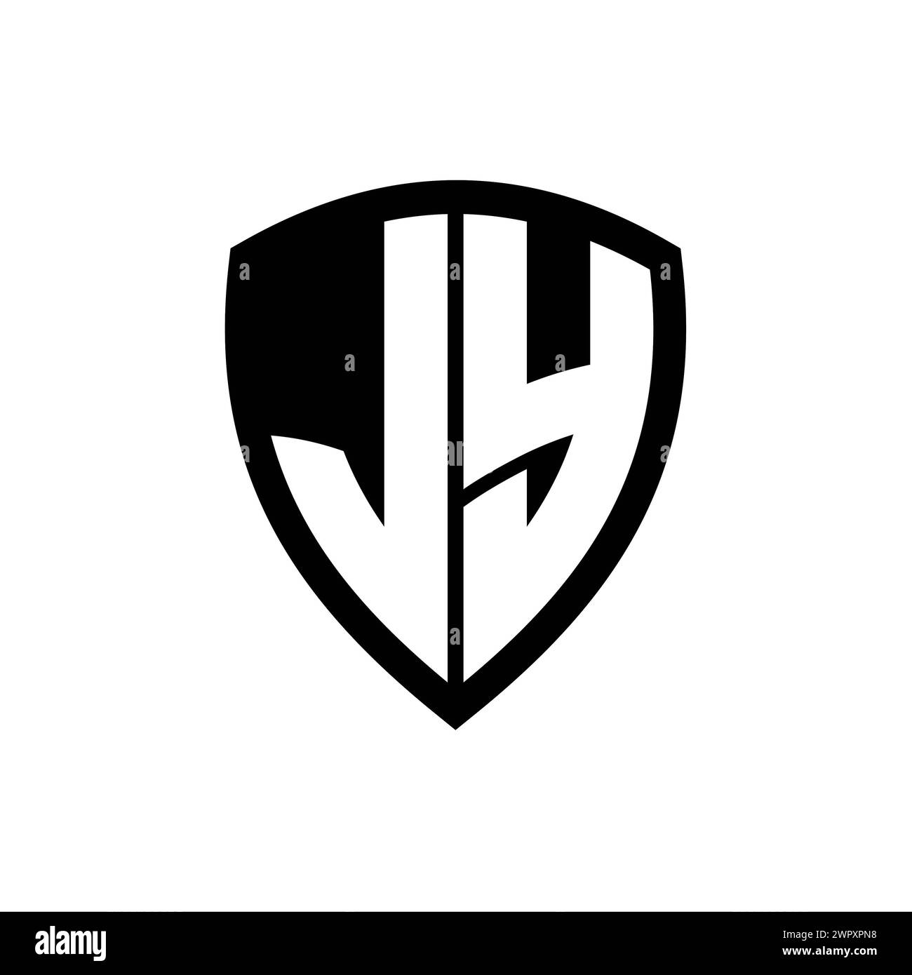 JY monogram logo with bold letters shield shape with black and white ...