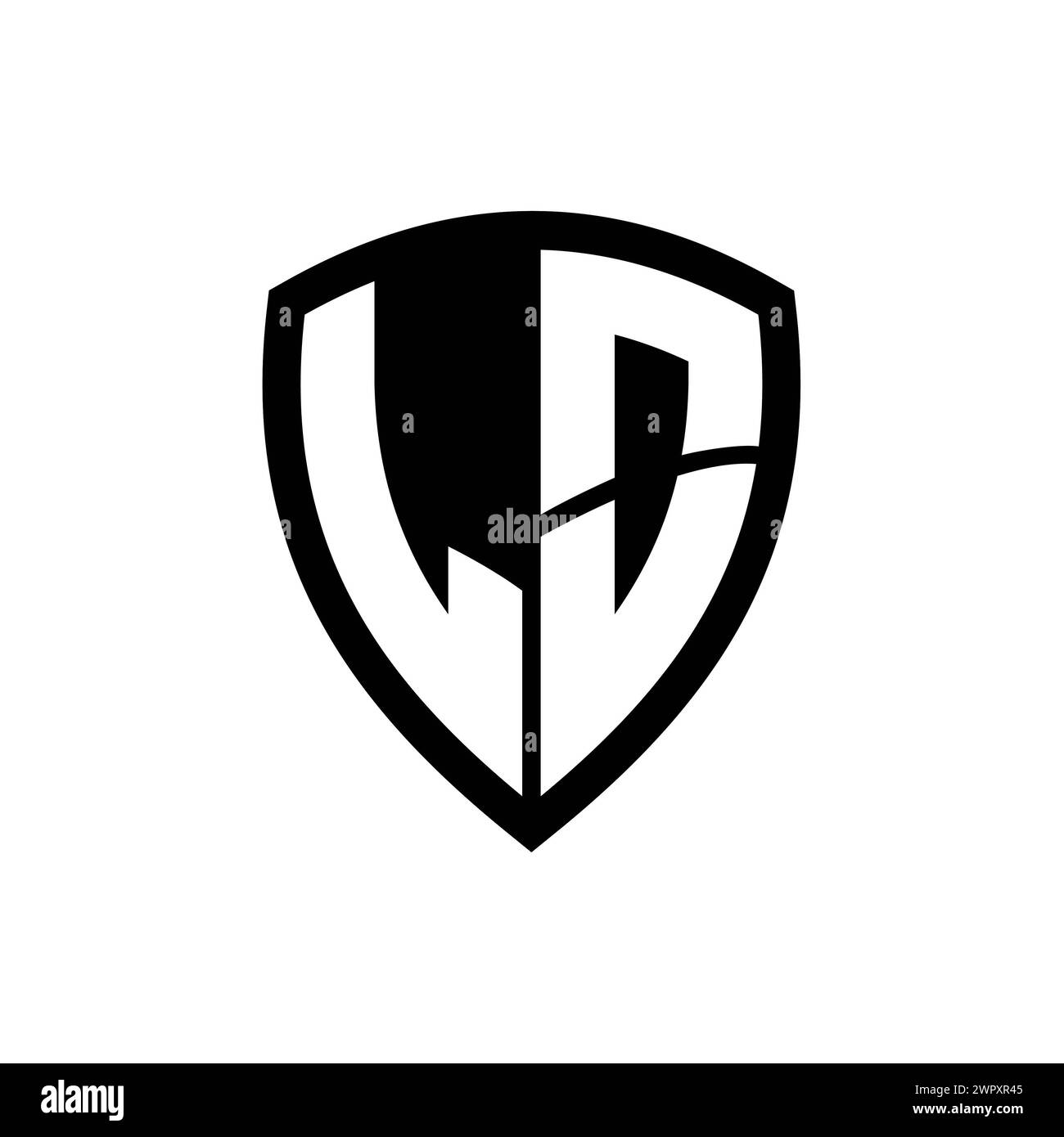 LO monogram logo with bold letters shield shape with black and white color design template Stock ...