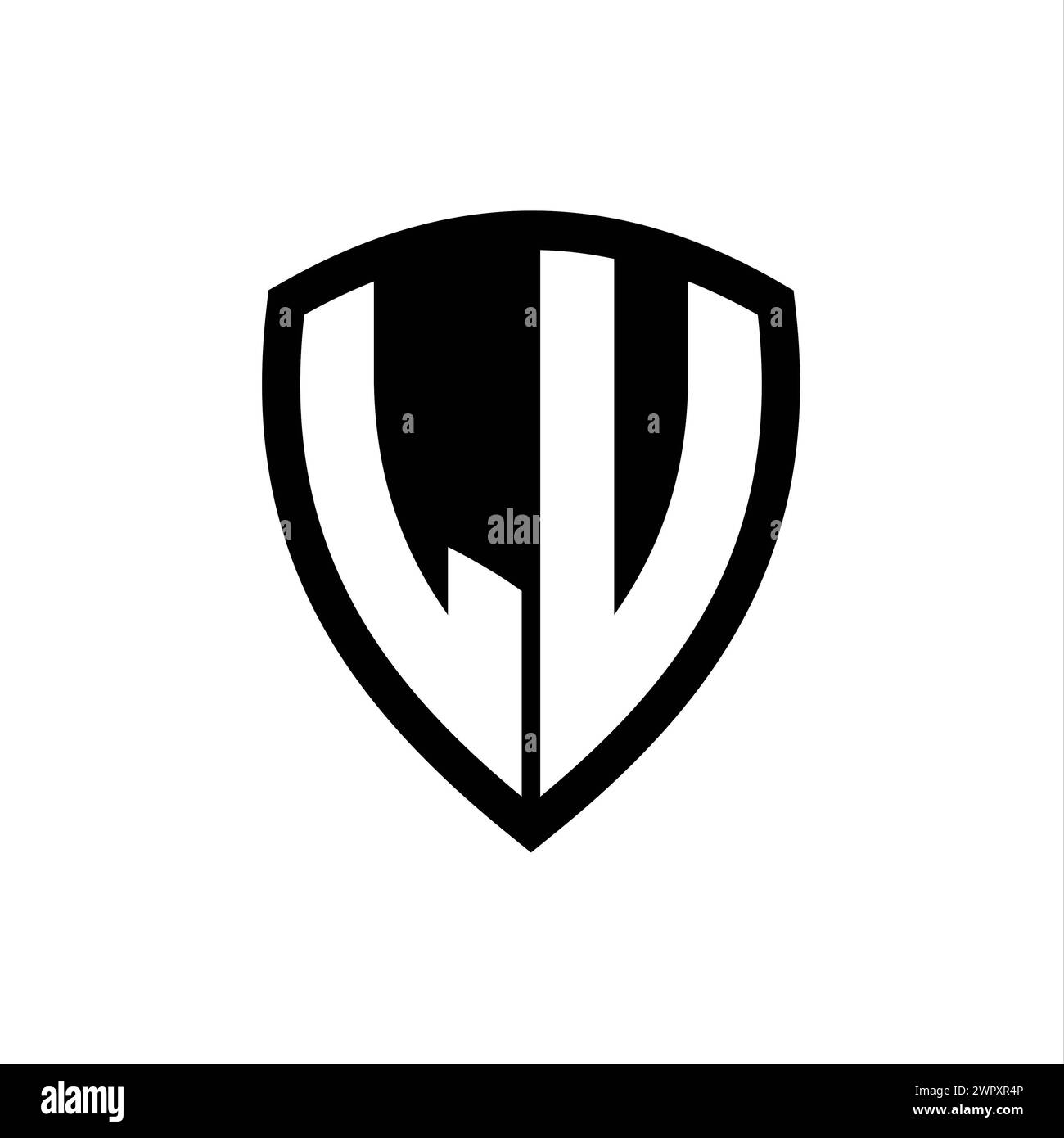 LU monogram logo with bold letters shield shape with black and white ...