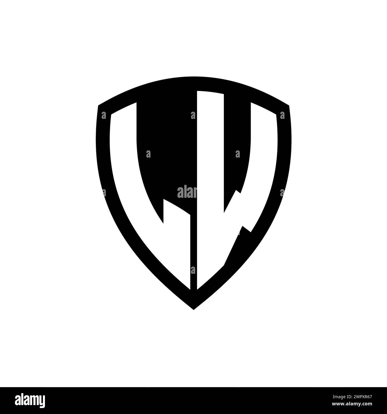 LW monogram logo with bold letters shield shape with black and white color design template Stock ...