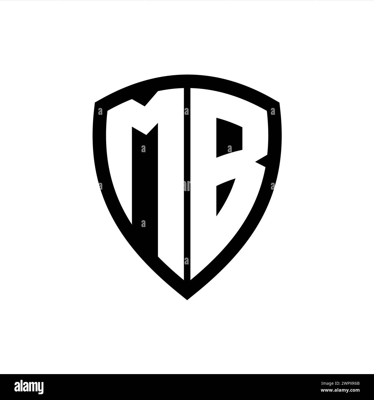 MB monogram logo with bold letters shield shape with black and white ...