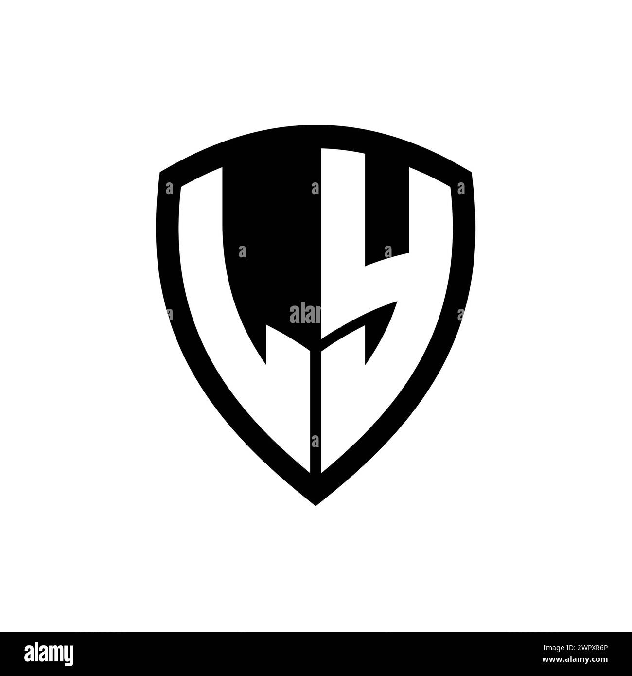 LY monogram logo with bold letters shield shape with black and white color design template Stock ...