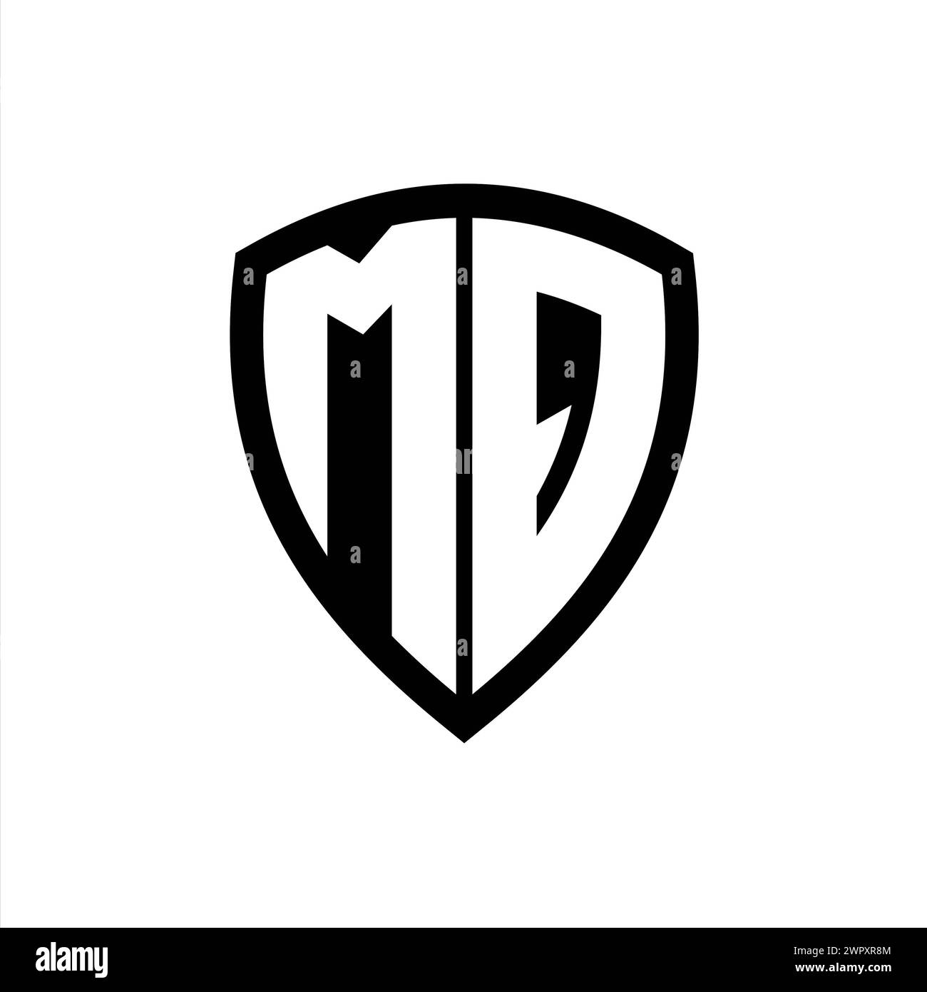 MQ monogram logo with bold letters shield shape with black and white color design template Stock ...