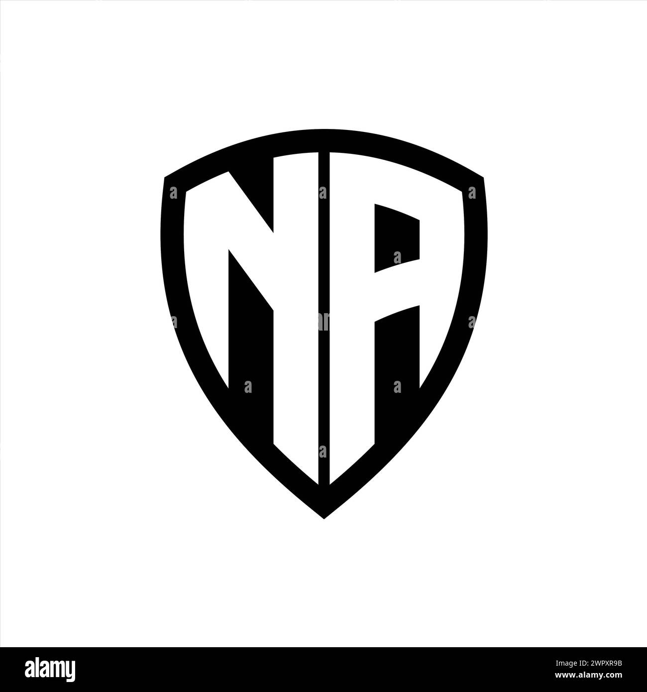 NA monogram logo with bold letters shield shape with black and white ...