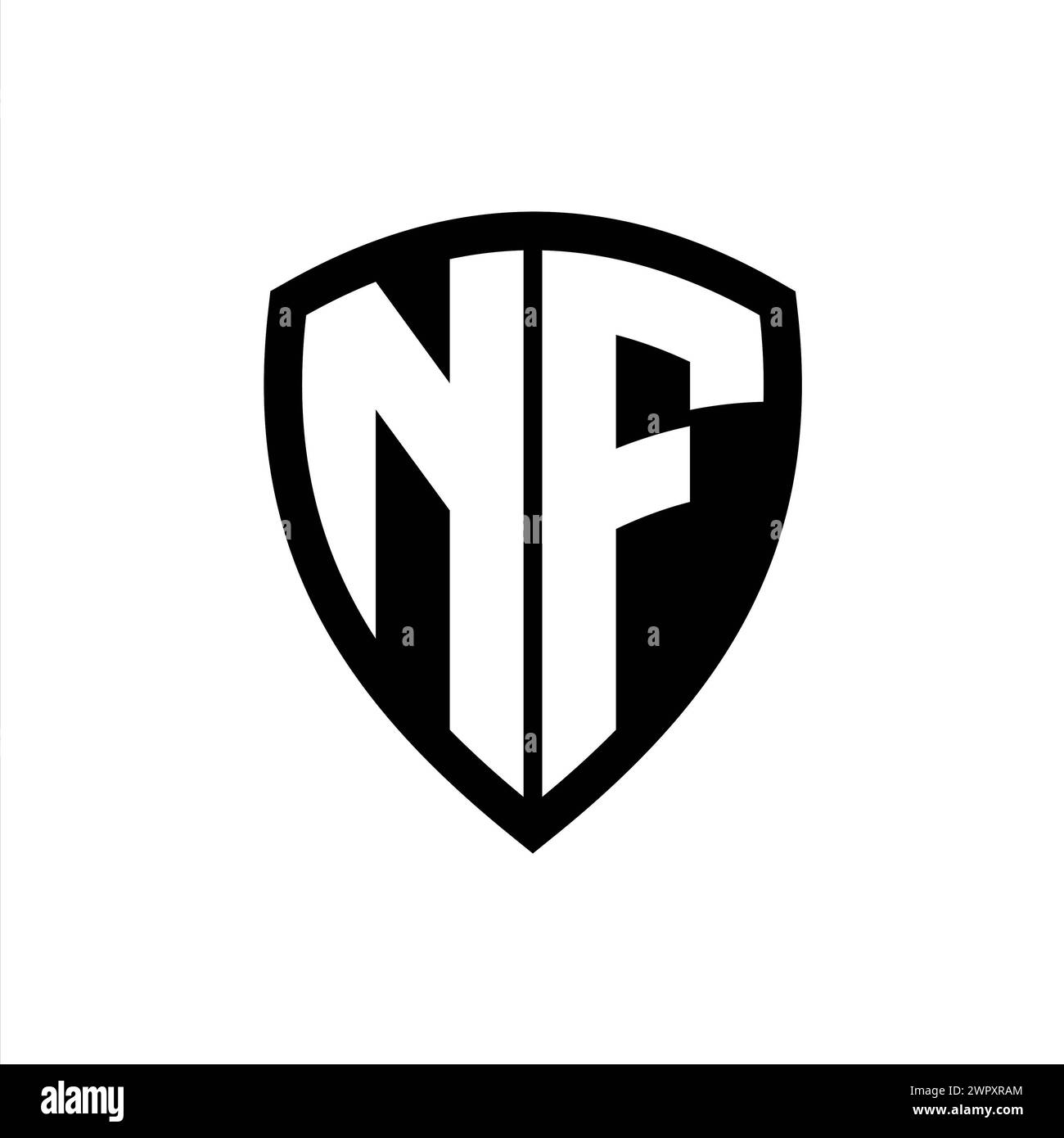 NF monogram logo with bold letters shield shape with black and white ...