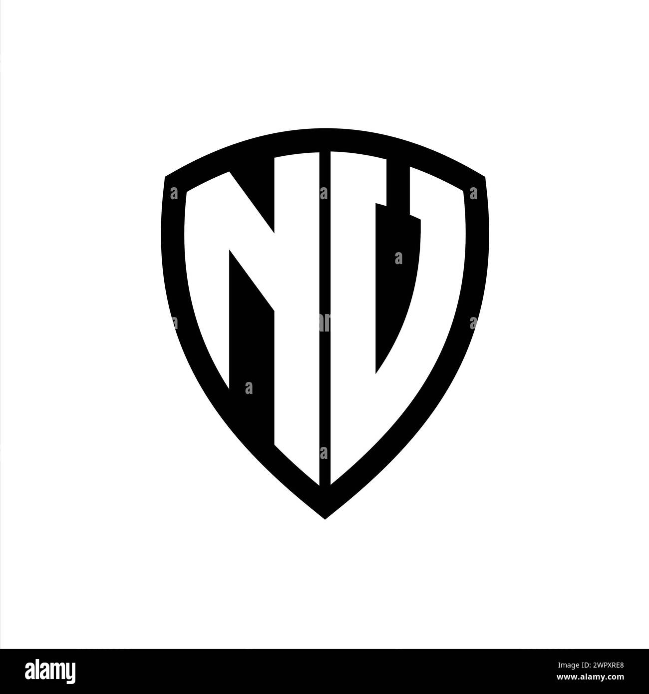 NV monogram logo with bold letters shield shape with black and white ...