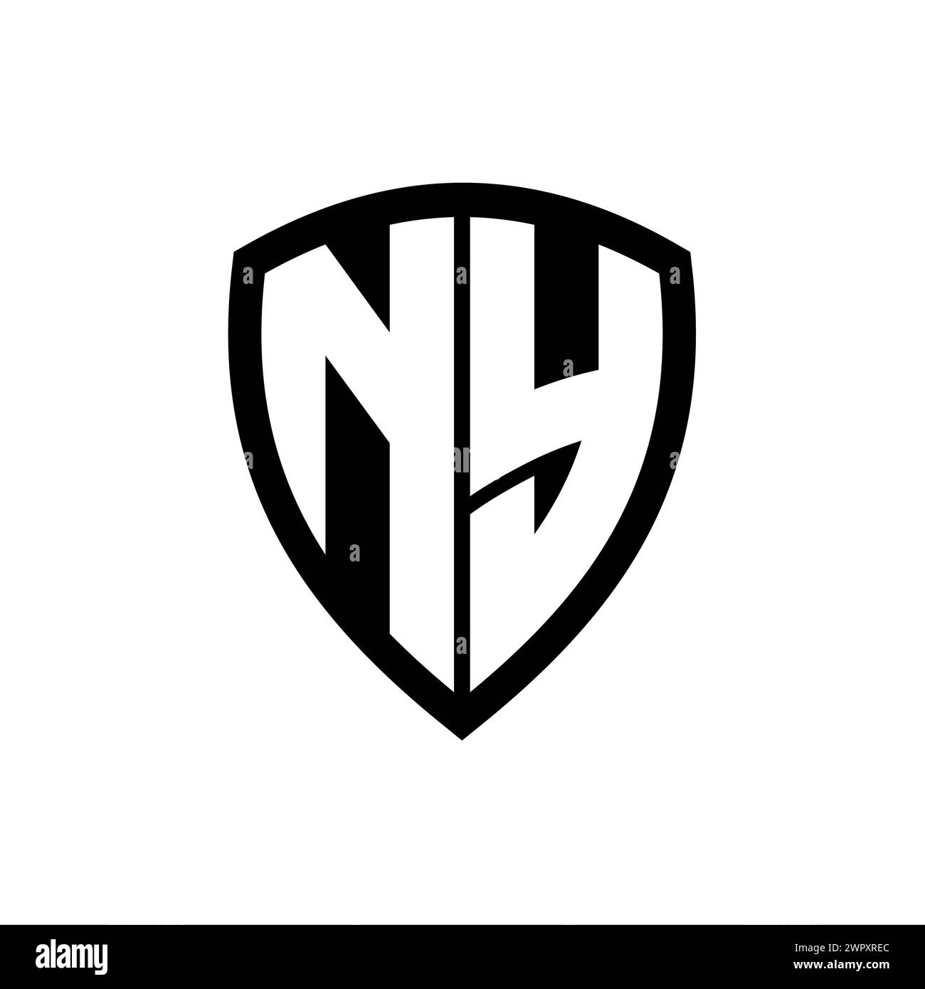 NY monogram logo with bold letters shield shape with black and white ...