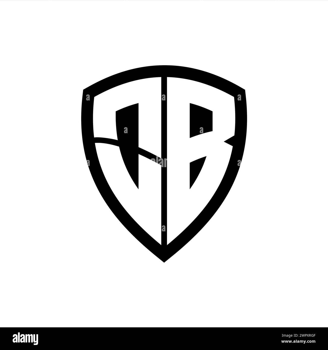 OB monogram logo with bold letters shield shape with black and white color design template Stock ...
