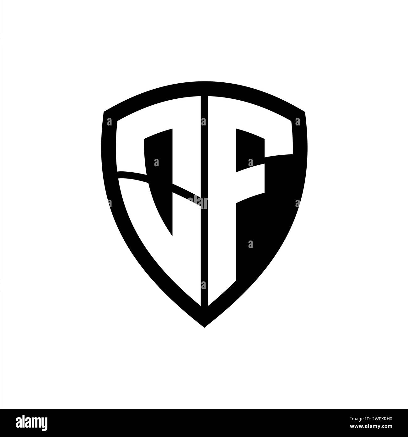 OF monogram logo with bold letters shield shape with black and white ...