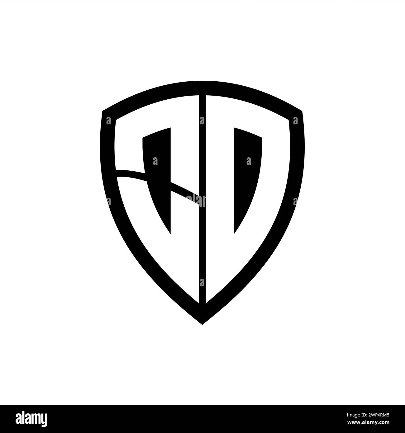OD monogram logo with bold letters shield shape with black and white color design template Stock ...