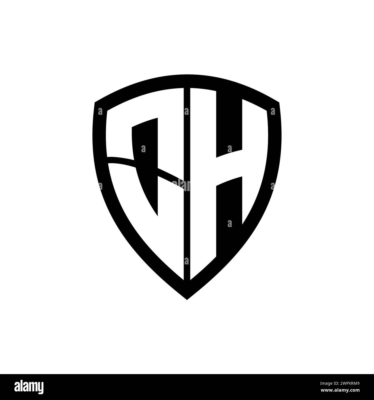OH monogram logo with bold letters shield shape with black and white ...