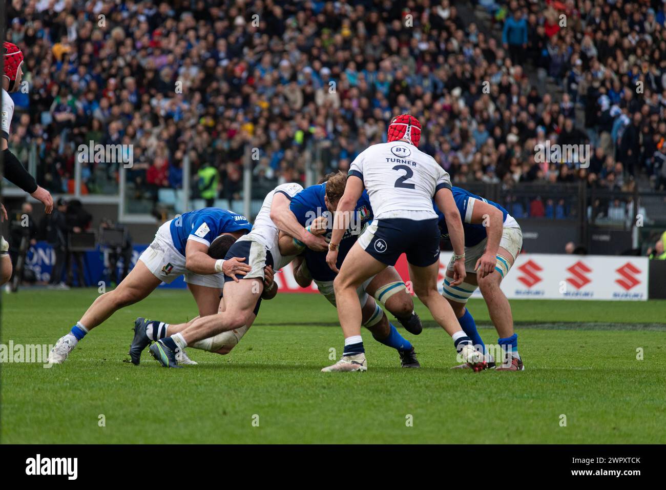 Rome, Italy, 9 mar 2024. Italy vs Scotland, Rugby Six Nations, action ...