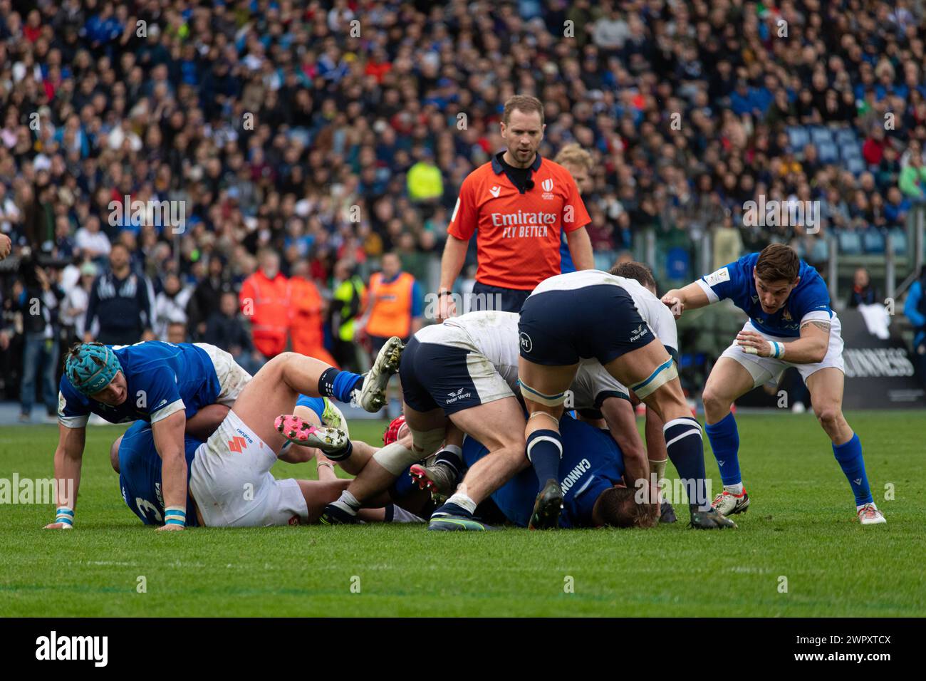 Rome, Italy, 9 mar 2024. Italy vs Scotland, Rugby Six Nations, action ...