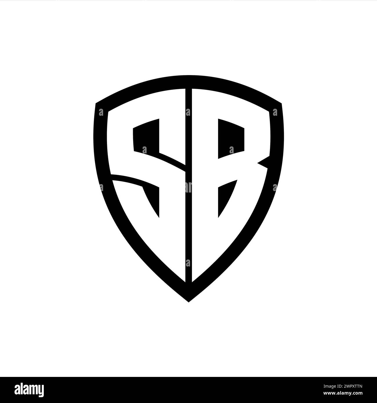 SB monogram logo with bold letters shield shape with black and white ...