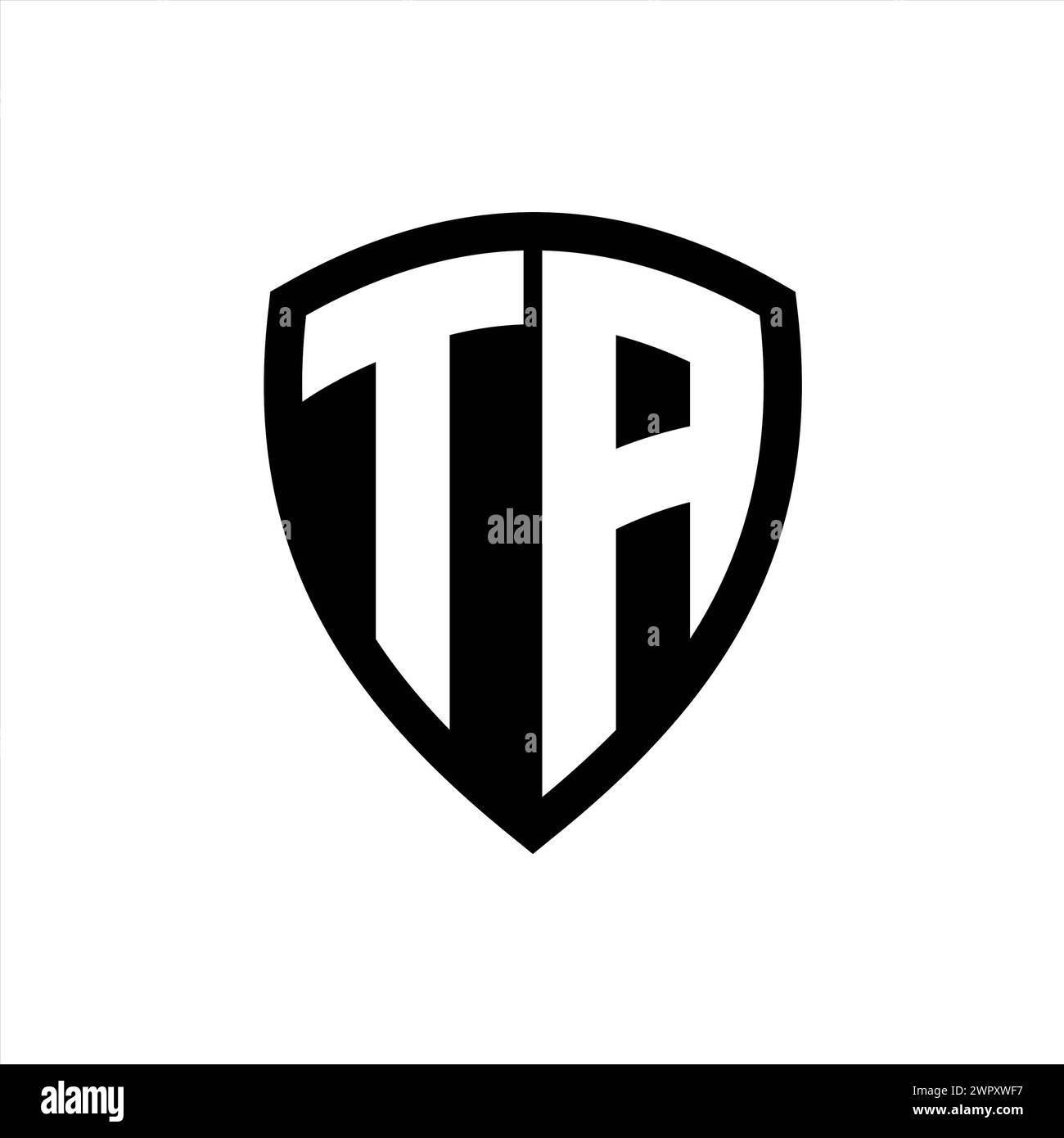 TA monogram logo with bold letters shield shape with black and white ...