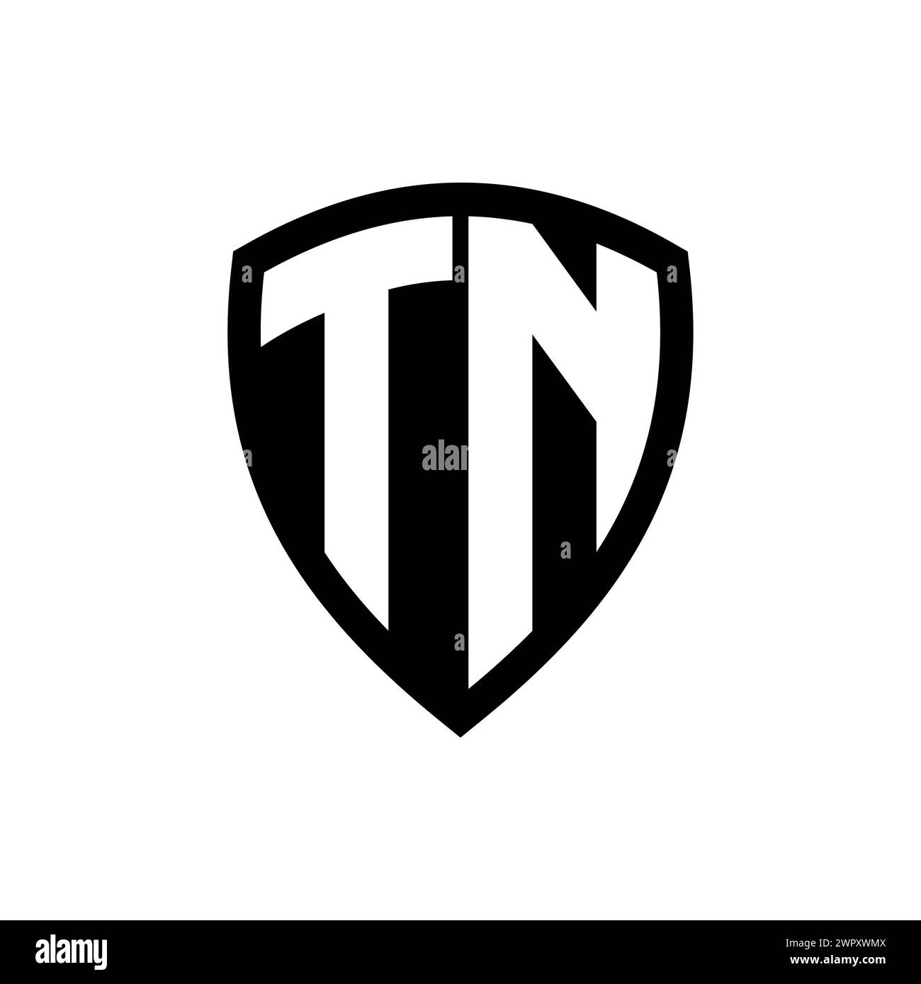 TN monogram logo with bold letters shield shape with black and white ...