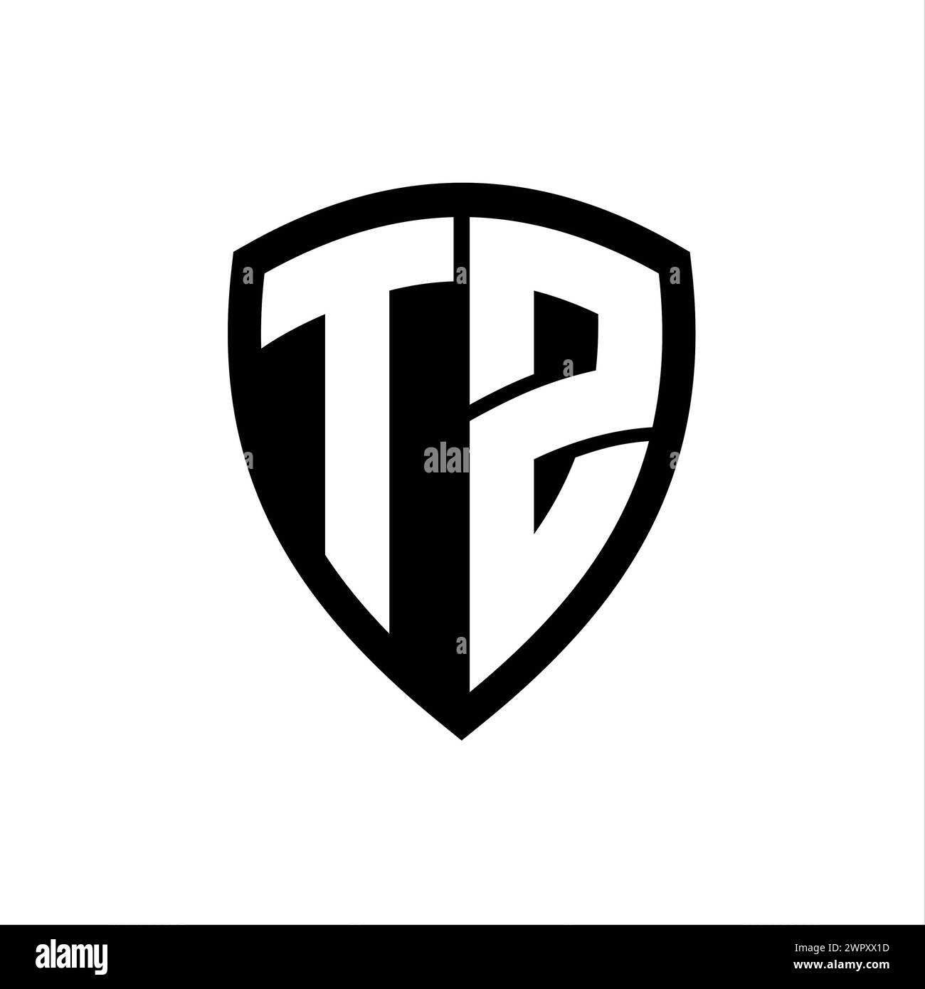TZ monogram logo with bold letters shield shape with black and white ...