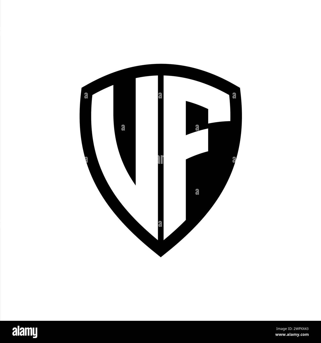 UF monogram logo with bold letters shield shape with black and white ...