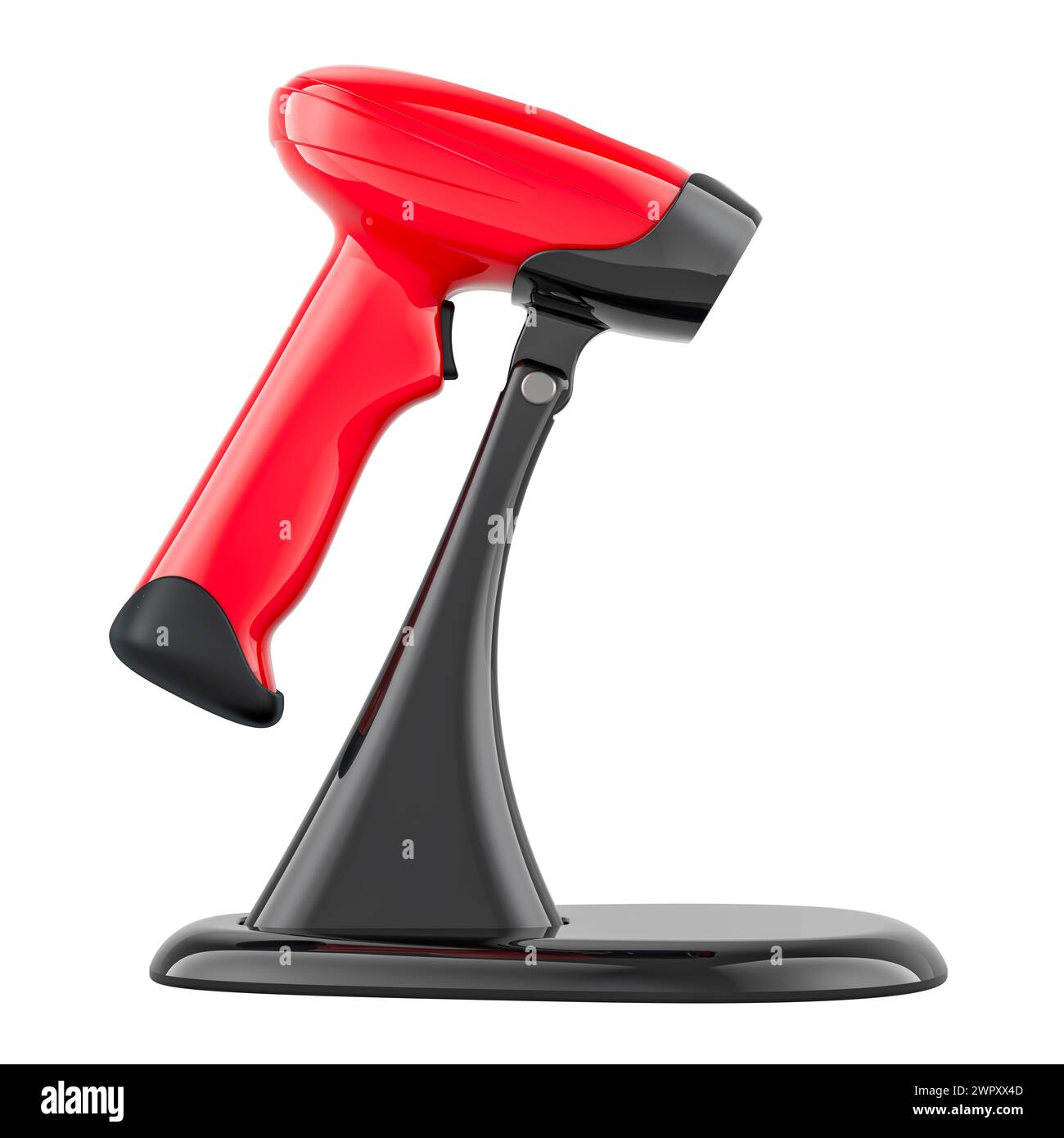 Handheld Bar Code Scanner with Adjustable Stand, side view. 3D ...