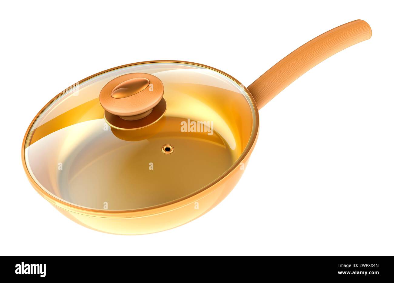 Golden Frying Pan, Award Trophy. 3d Rendering isolated on white ...