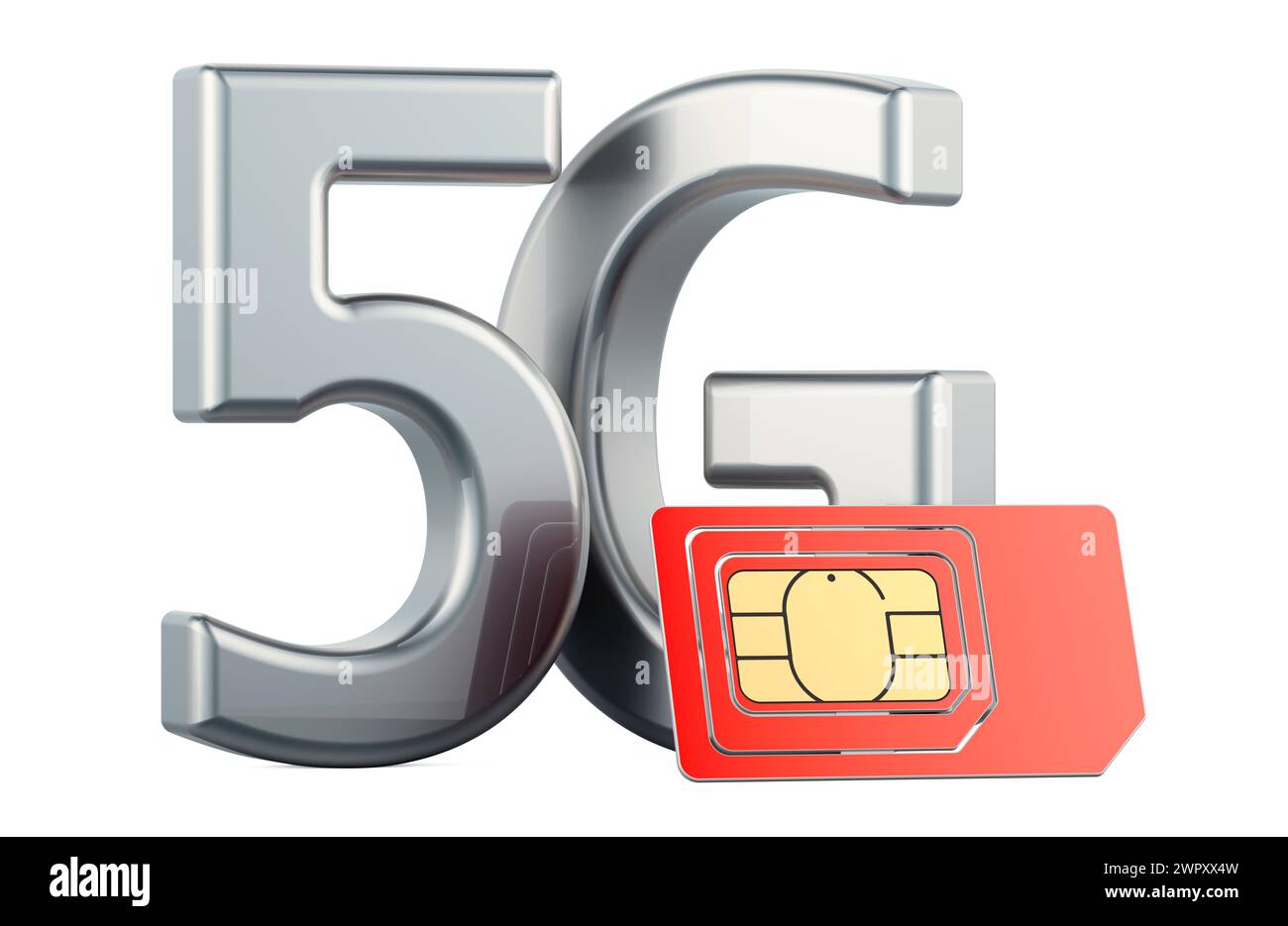 5G with sim card, 3D rendering isolated on white background Stock Photo ...