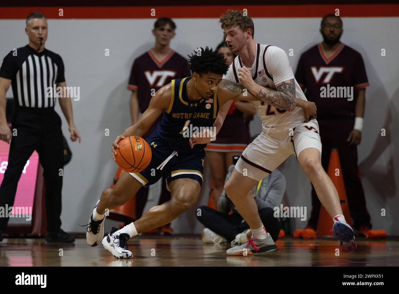 Blacksburg, VA, USA. 9th Mar, 2024. Notre Dame Fighting Irish guard ...