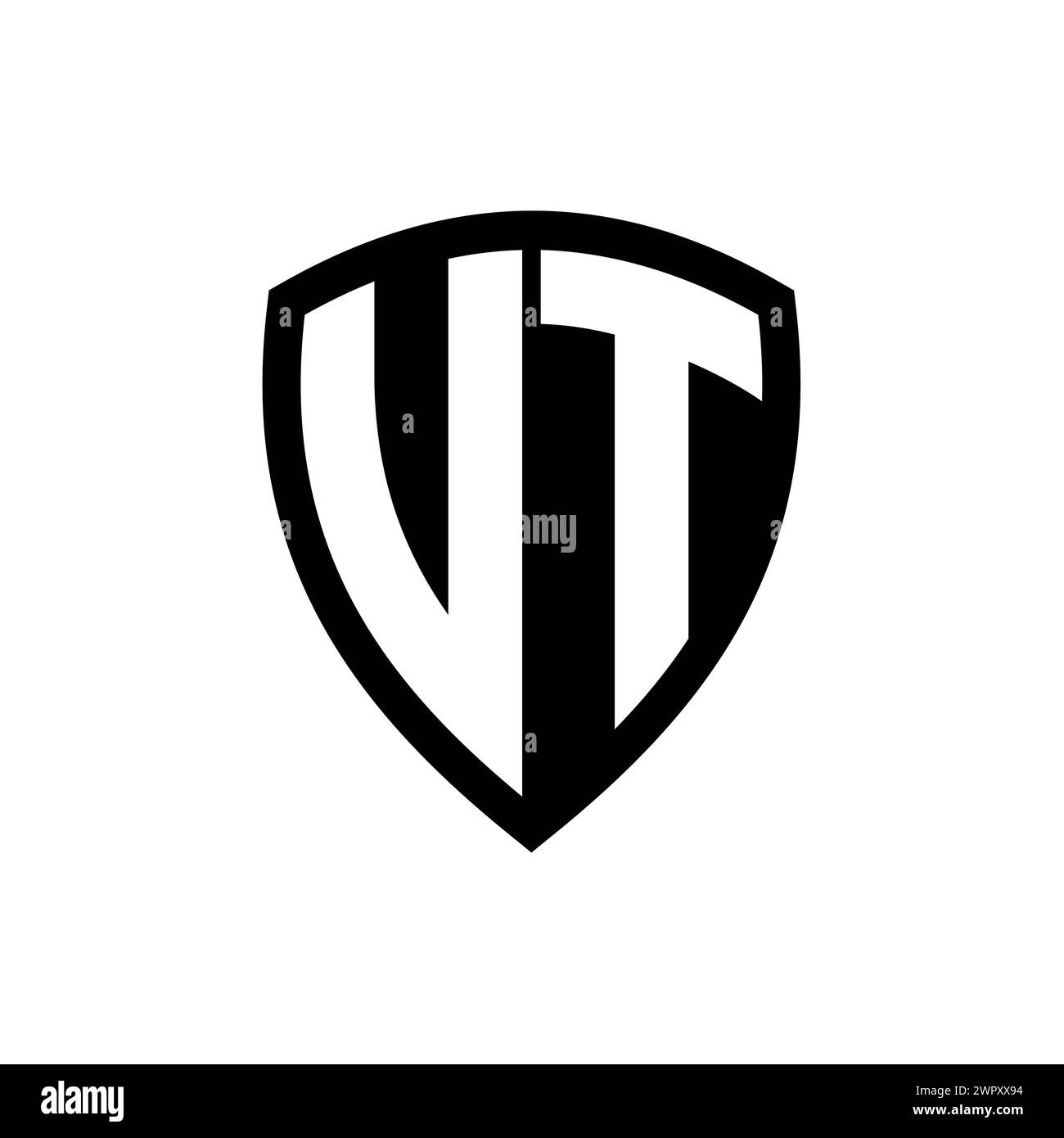 UT monogram logo with bold letters shield shape with black and white ...