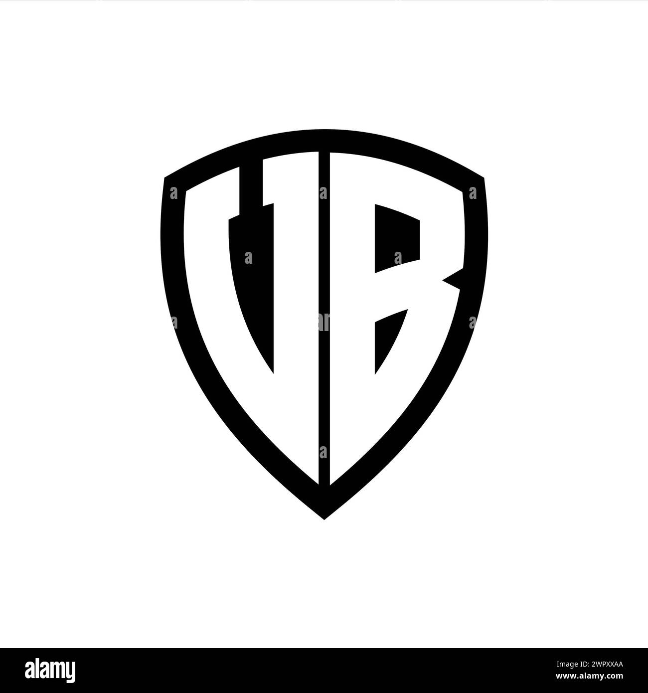 VB monogram logo with bold letters shield shape with black and white ...